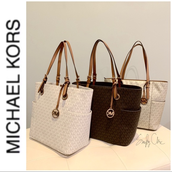 Michael Kors | Bags | Nwt Authentic Mk Signature Monogram Tote Vanilla ...